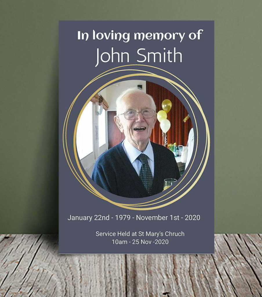 Blue and gold funeral order of service template 026 - Template Design ...
