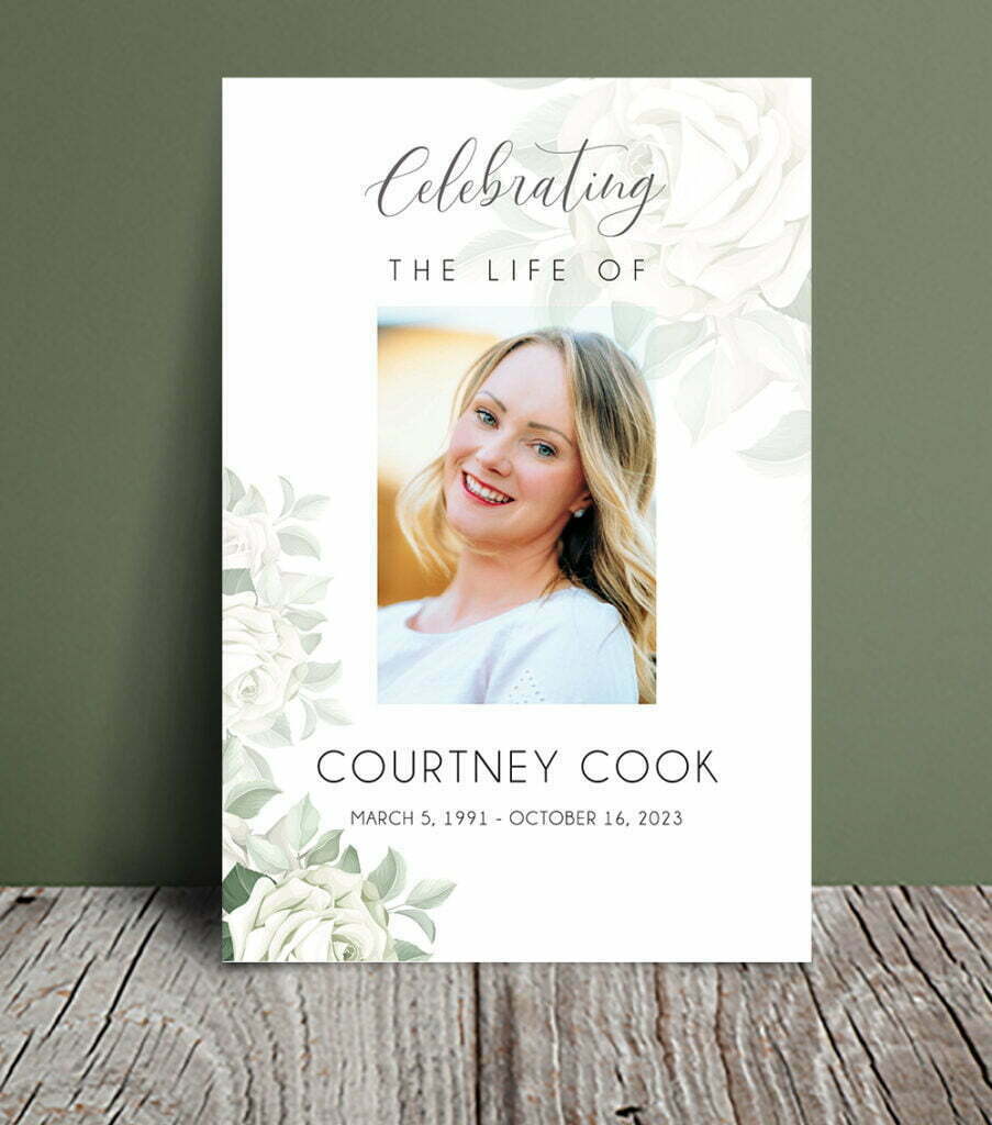 White rose funeral order of service 054 - Template Design - Order Of ...