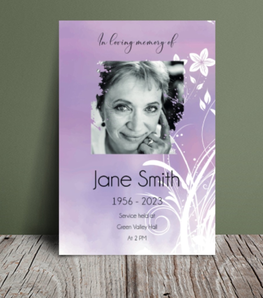Soft floral background funeral order of service 074 - Template Design ...