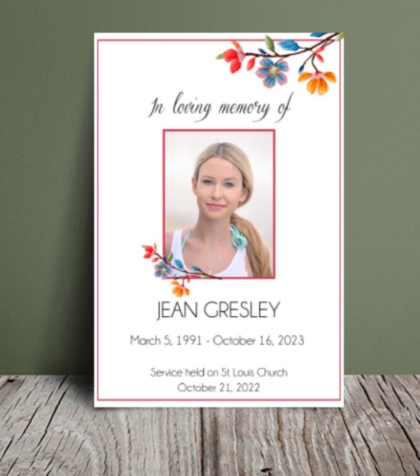 Simple colourful floral funeral order of service template 117 - Funeral ...