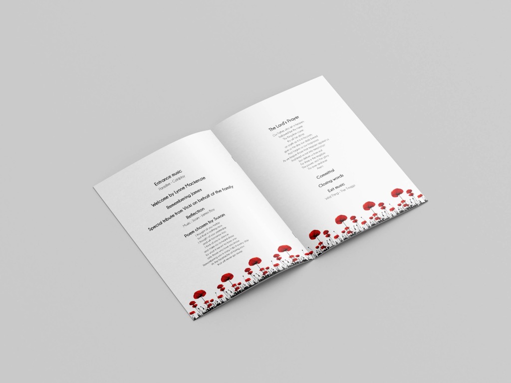 Poppy flowers funeral order of service template 127 - Funeral Order Of ...