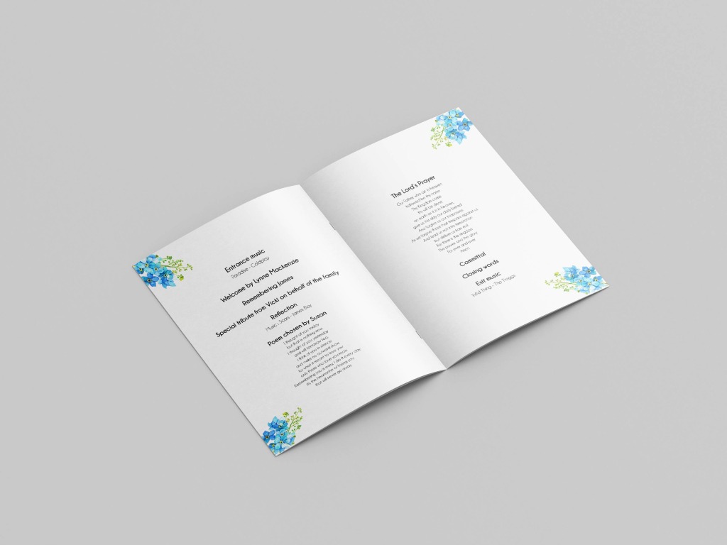 Blue spring florals funeral order of service template 143 - Order Of ...