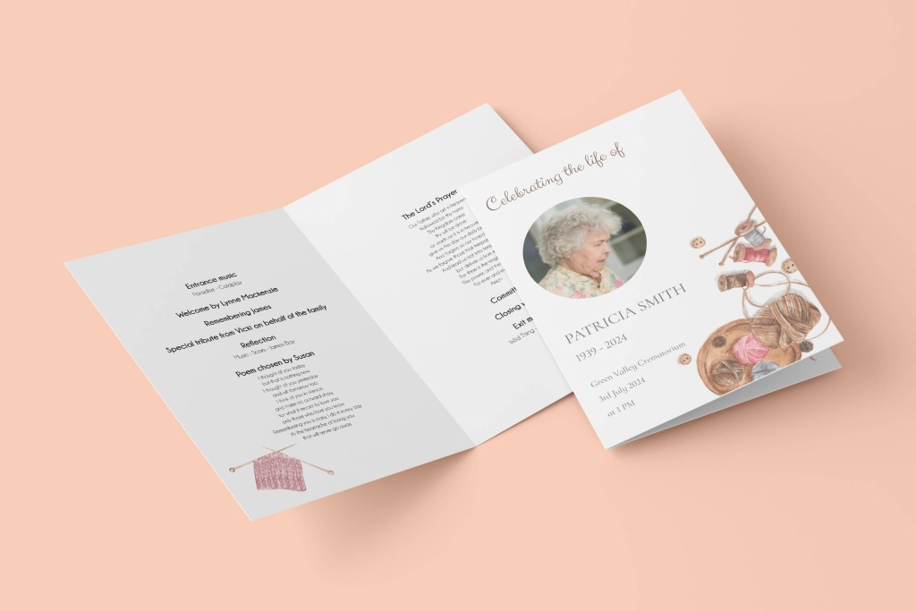Crochet and Knitting order of service funeral template 157 - Order Of ...