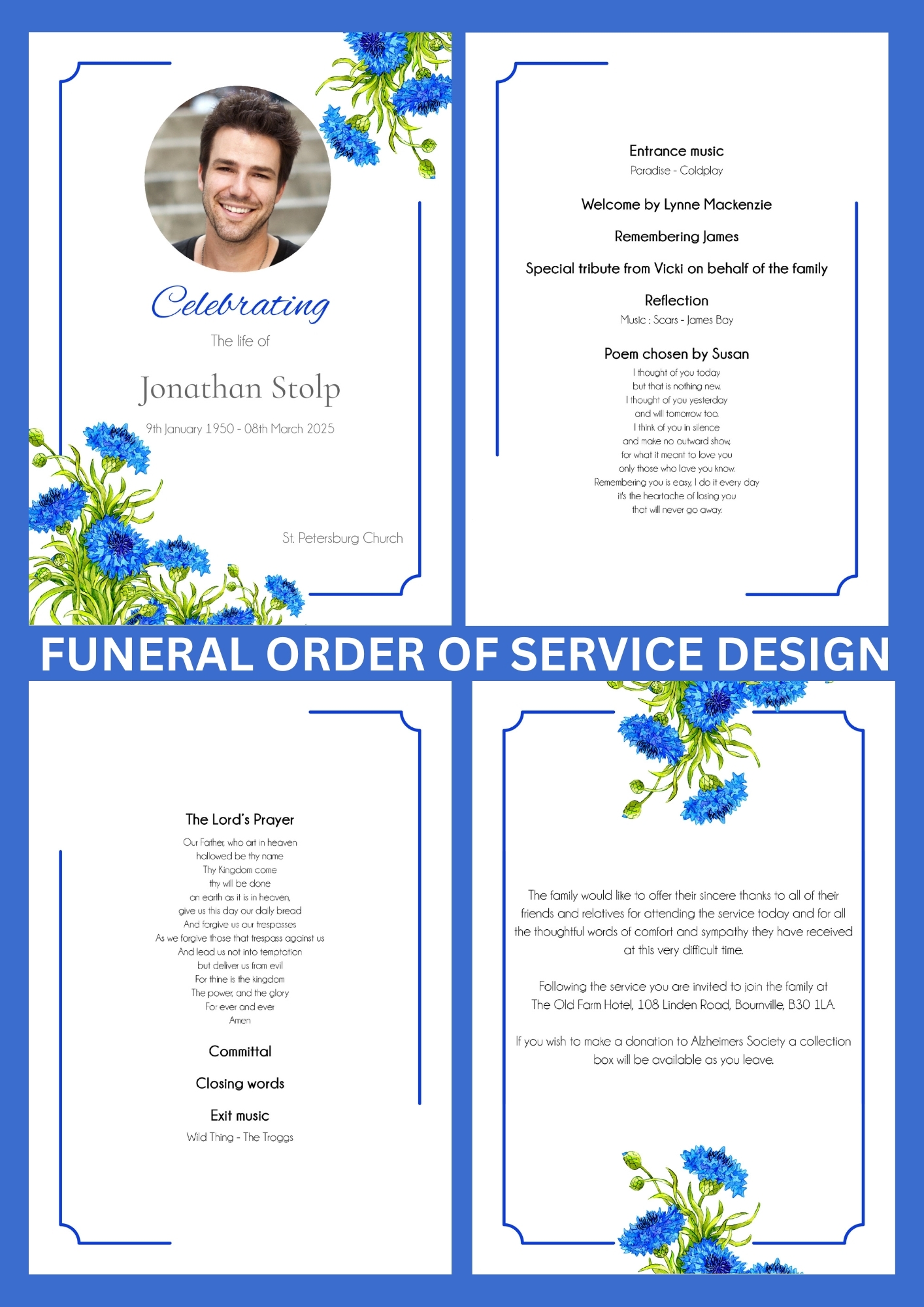 What do you write on the inside pages of a funeral order of service ...