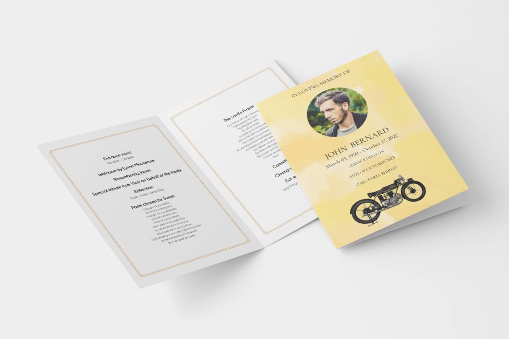 Motorbike funeral order of service template 164 - Funeral Order Of Service