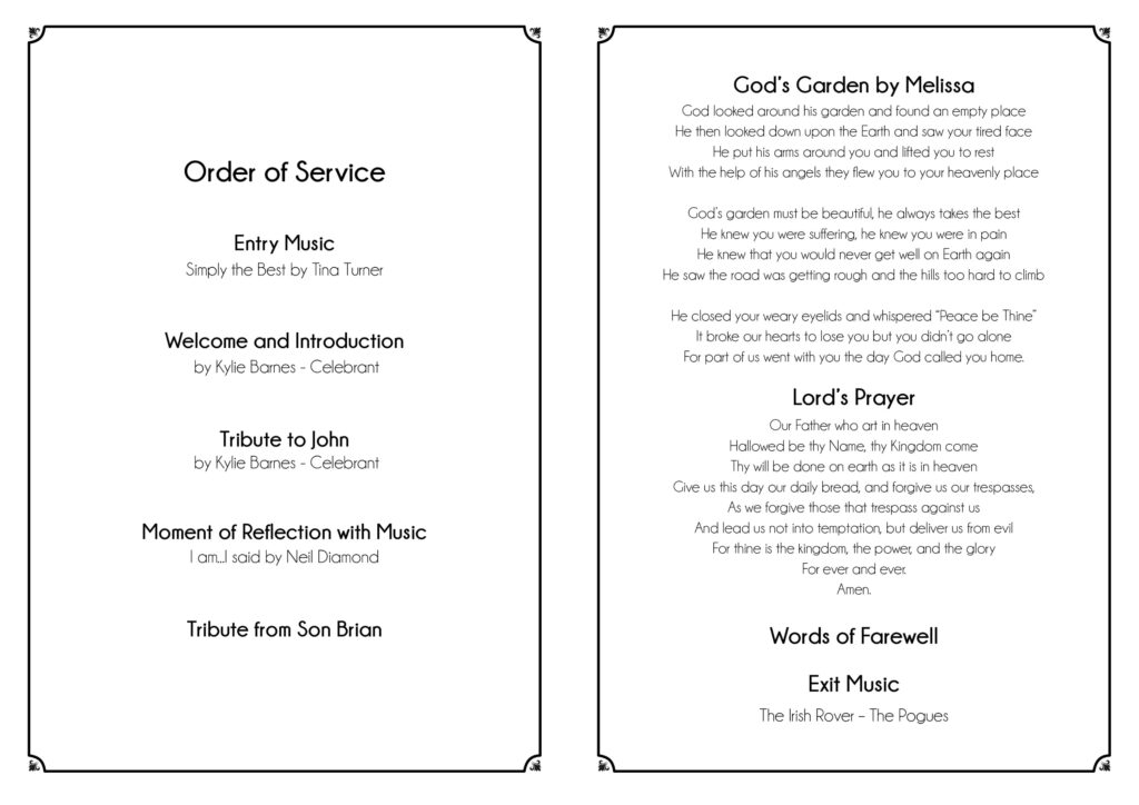 Funeral Order of Service Examples That Celebrate Life, Love, and Legacy ...