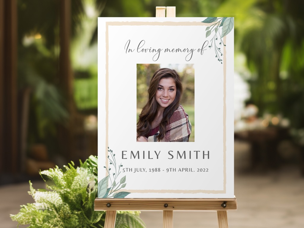 Calming floral funeral memorial sign board - Order Of Service For ...