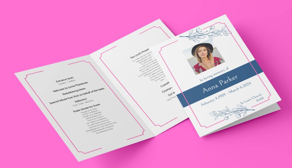 Floral outline funeral order of service template 177 - Funeral Order Of ...