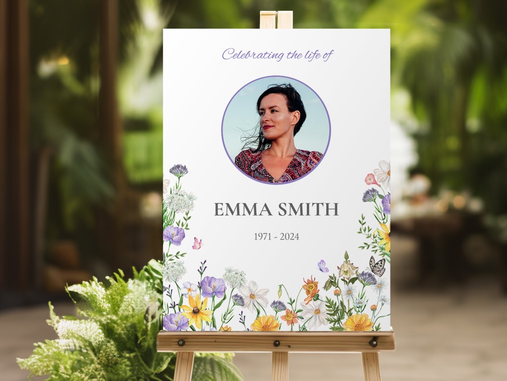 Rustic summer flowers funeral memory board - Order Of Service For ...